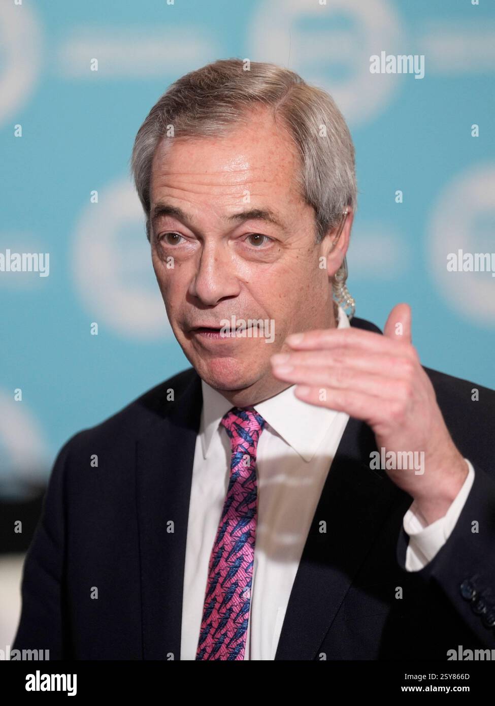 Reform UK leader Nigel Farage during media interviews ahead of the ...