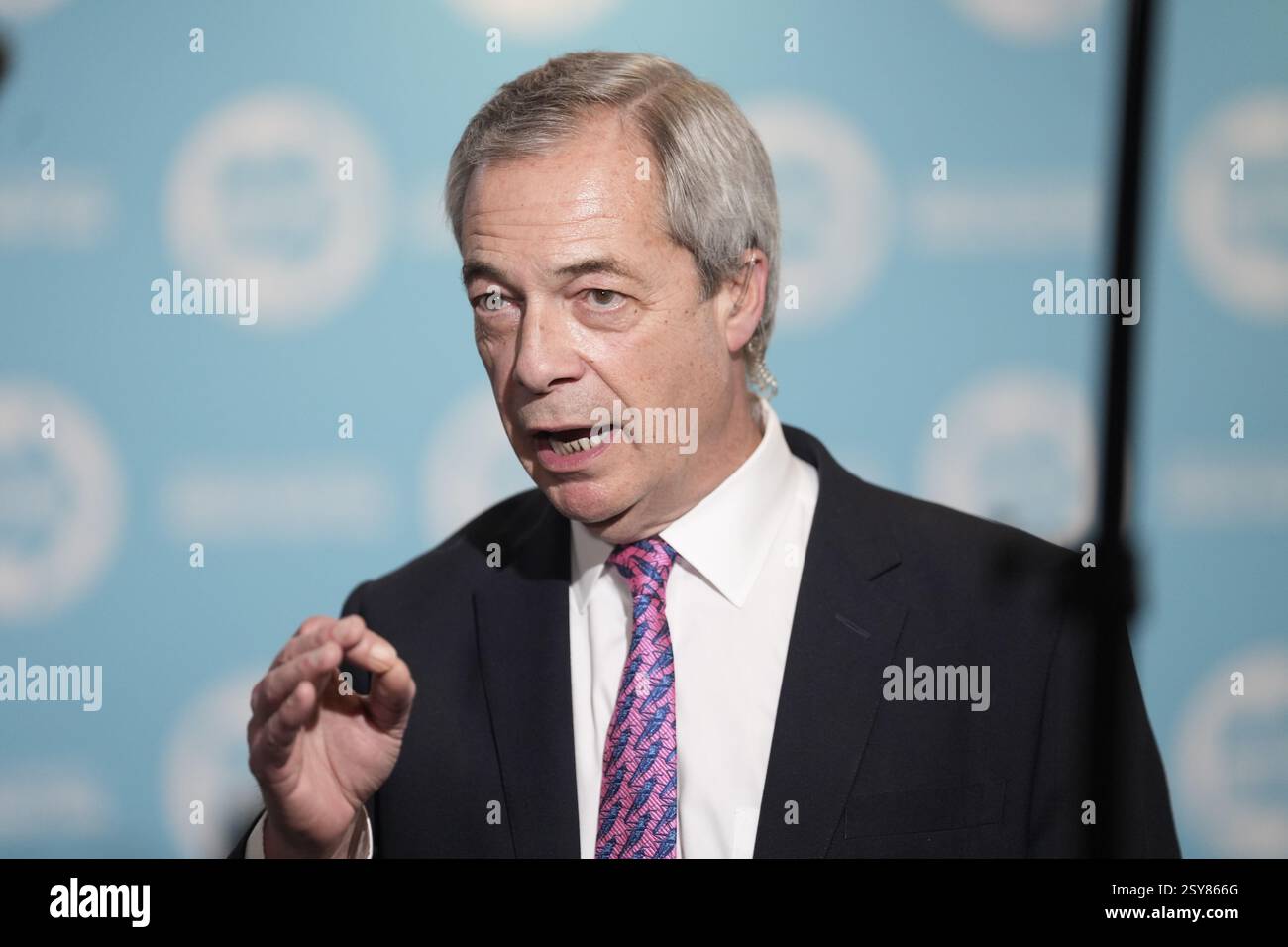 Reform UK leader Nigel Farage during media interviews ahead of the ...