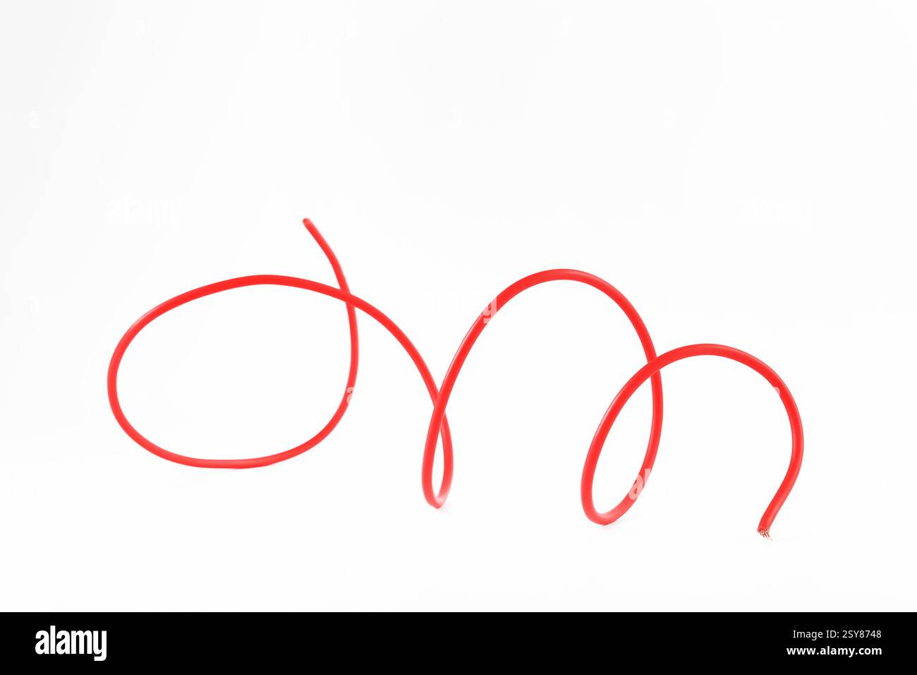 One red electrical wire isolated on white Stock Photo - Alamy