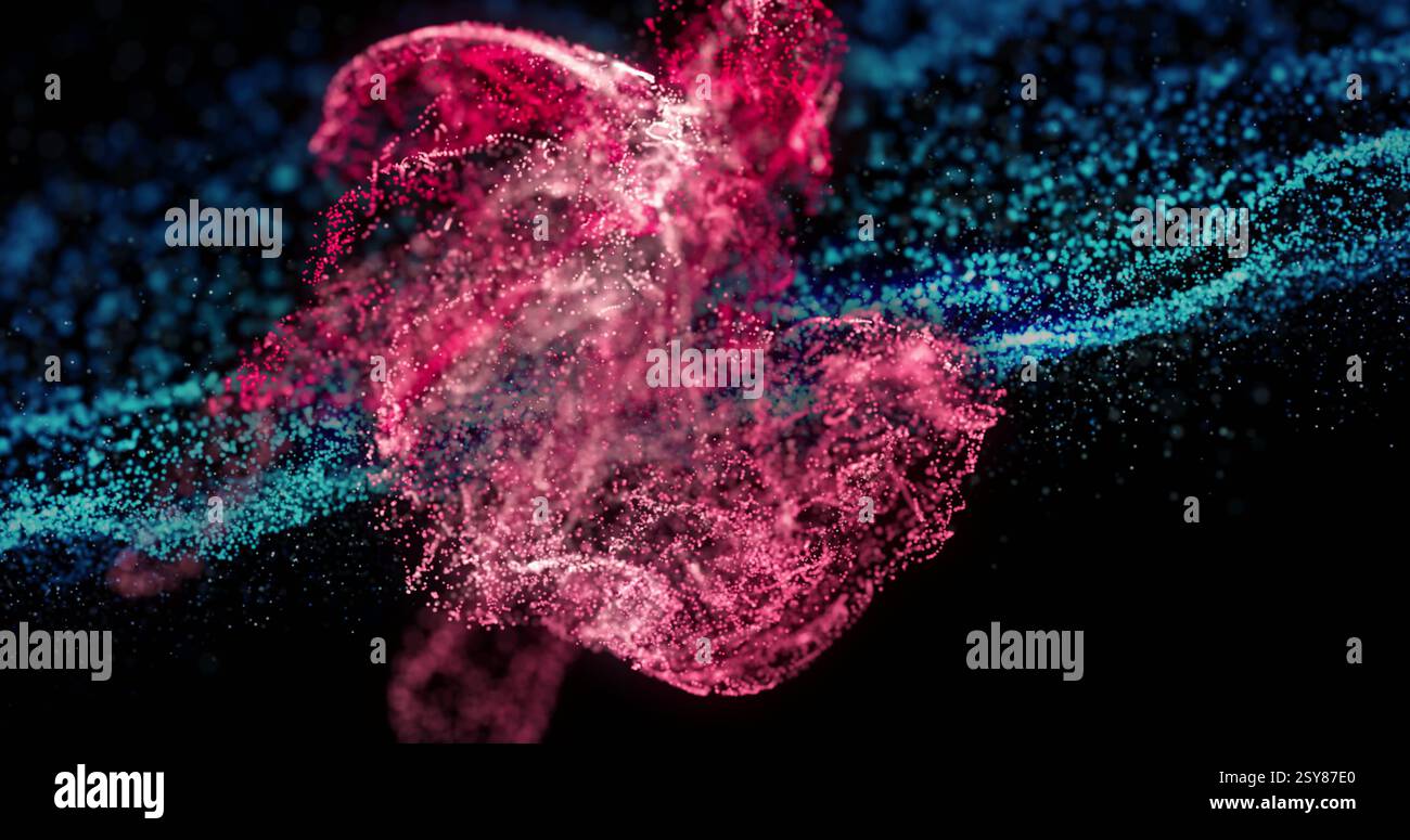 Image of blue and red shapes moving on black background Stock Photo - Alamy