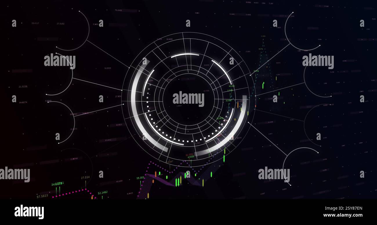 Image of scope scanning over diagrams and data processing Stock Photo - Alamy