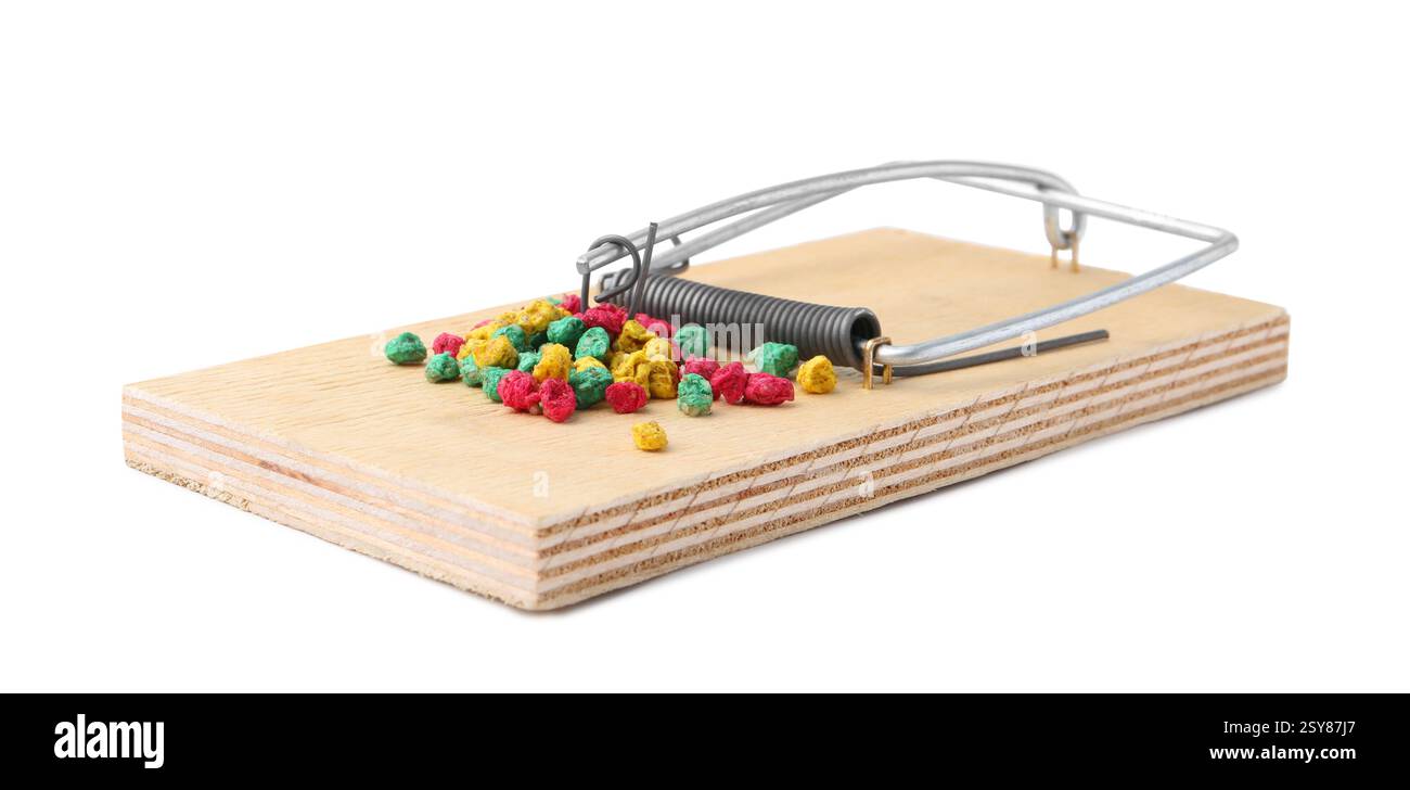 Mouse trap with rat poison isolated on white Stock Photo - Alamy
