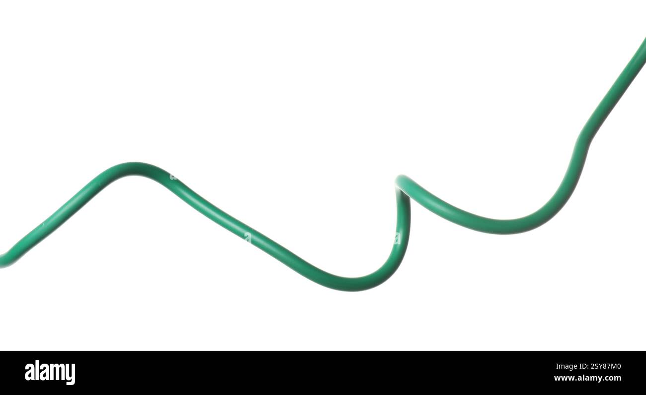 One green electrical wire on white background Stock Photo - Alamy