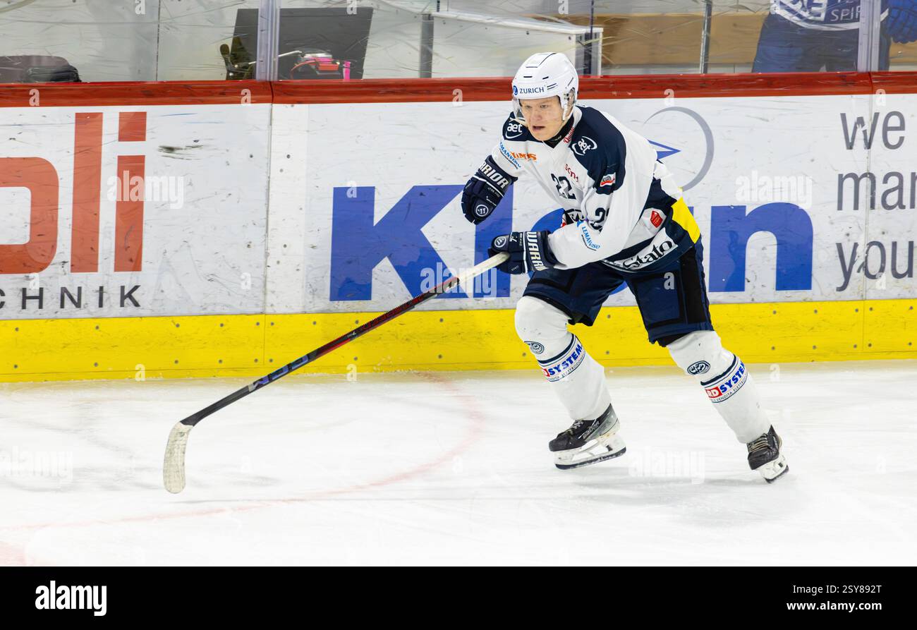 Kloten, Switzerland, 8th Dec 2024: #22 Philip Neergaard, forward HC Ambri-Piotta, U20-Elit Team ...