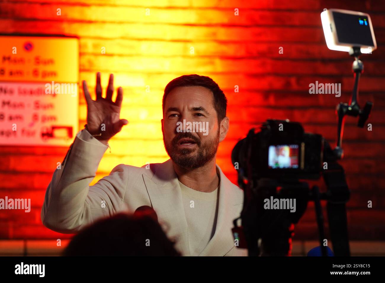 Martin Compston speaks to media as he arrives for a screening of Fear ...