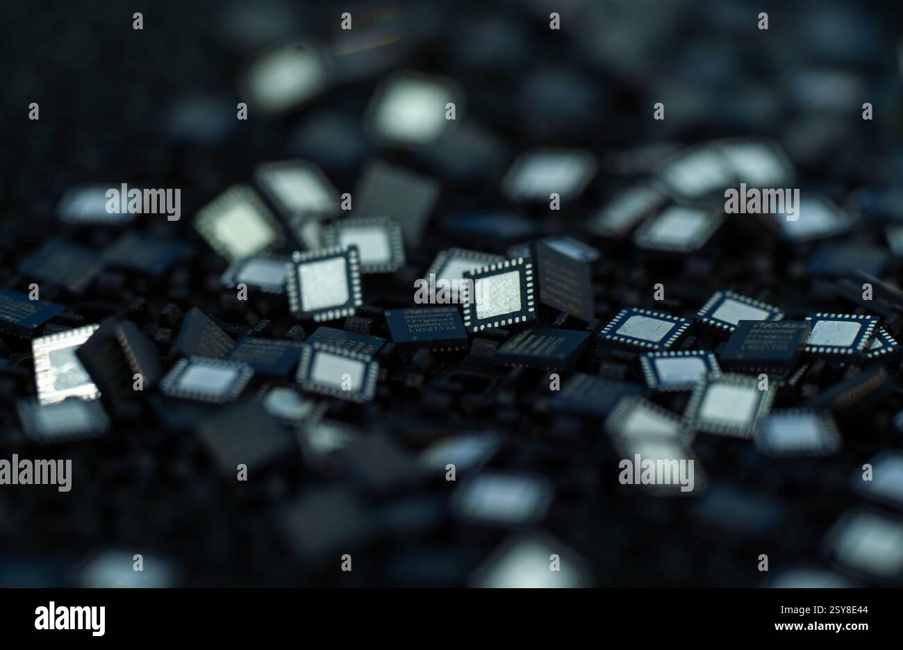 Computer chips are displays after manufacture in a stall, during The ...