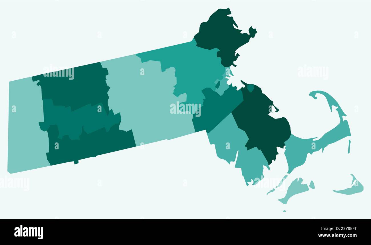 Map of Massachusetts with counties. Just a simple state border map with ...
