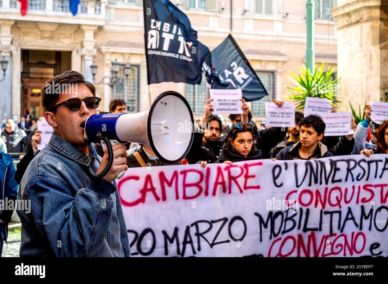 Demonstration against the proposed university ROME, ITALY - FEBRUARY 27 ...