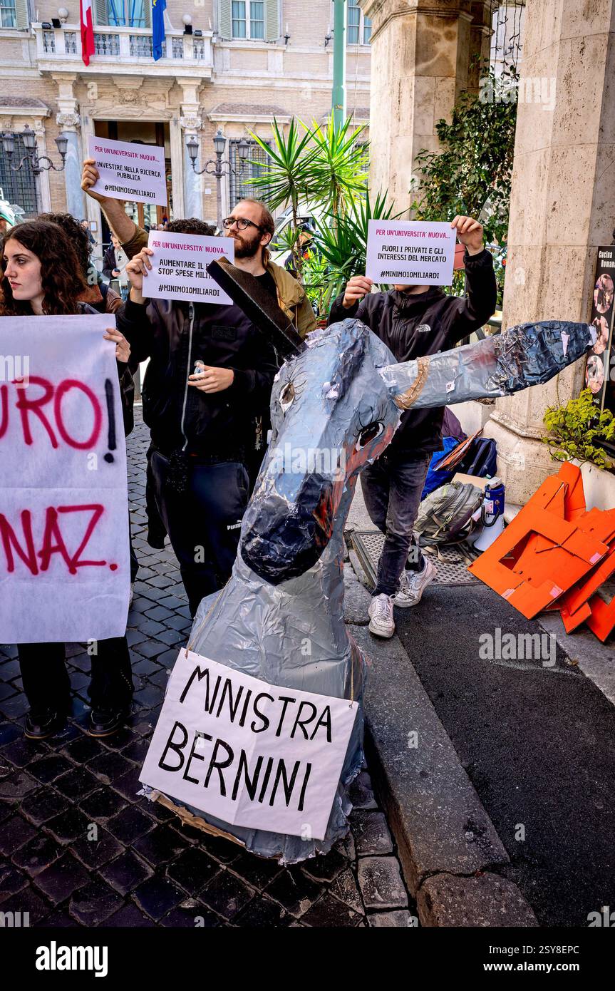 Demonstration against the proposed university ROME, ITALY - FEBRUARY 27 ...