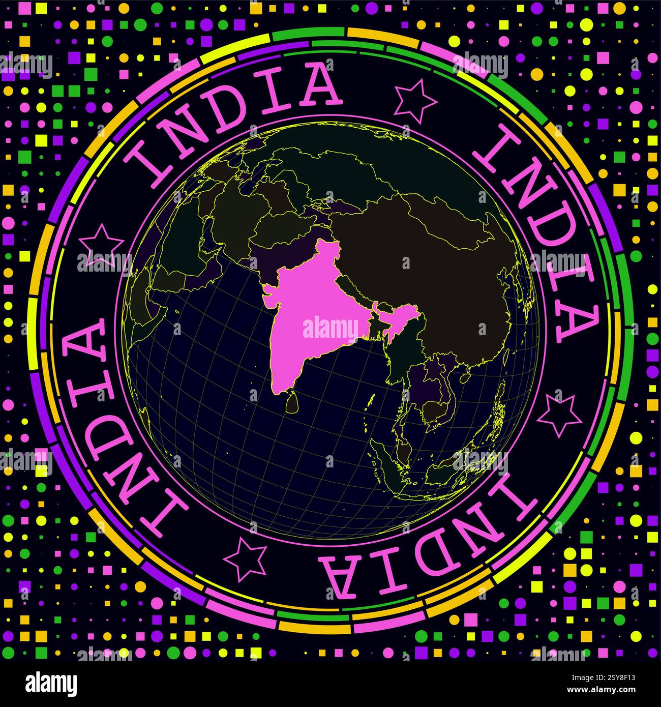 Glowing bright neon india map hi-res stock photography and images - Alamy