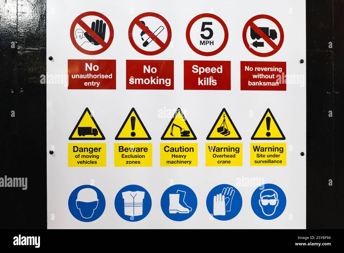 Safety and Warning Signs. Construction Site Regulations With Hazard and ...