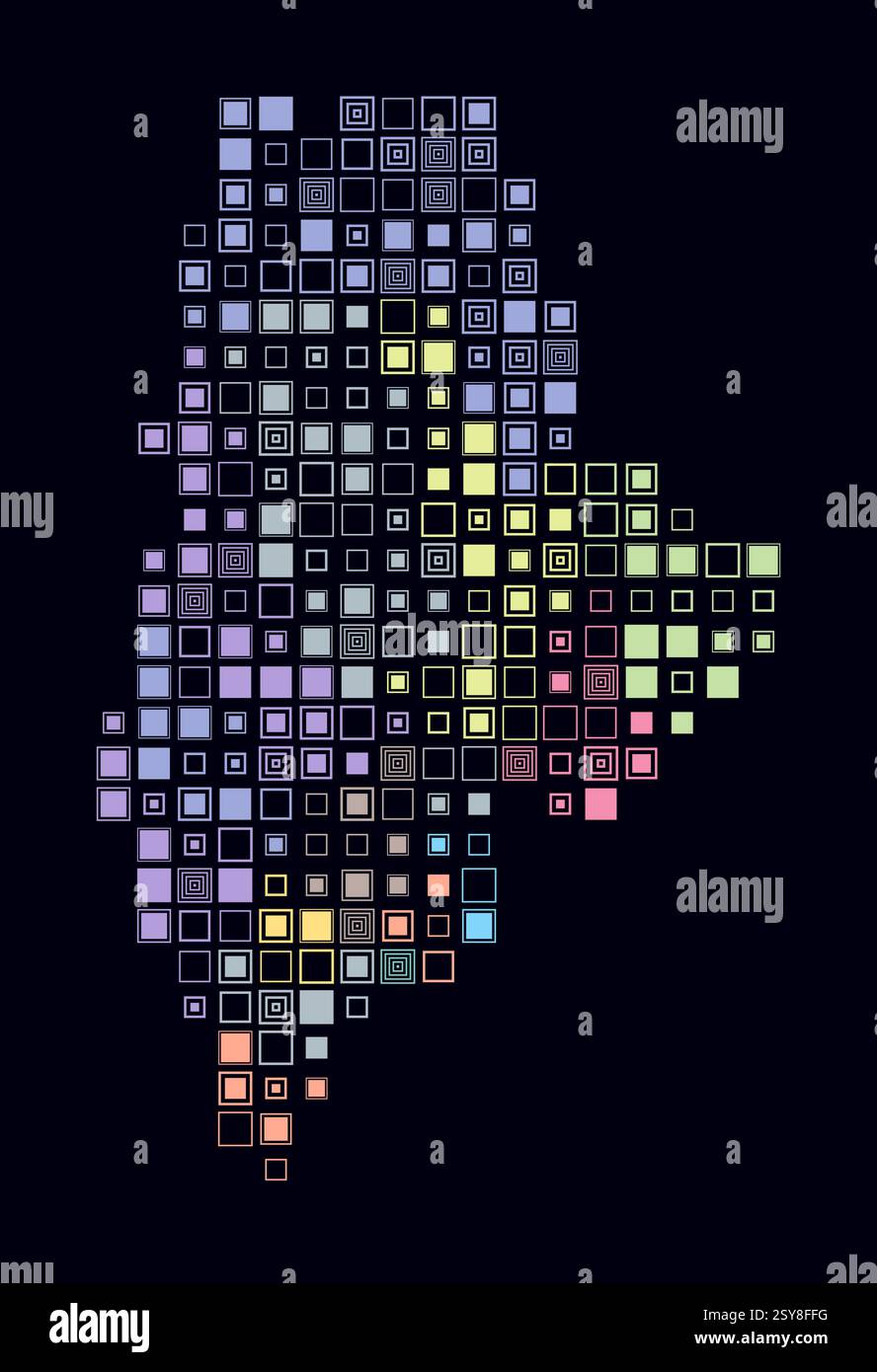 Maine, shape of the state built of colored cells. Digital style map of ...