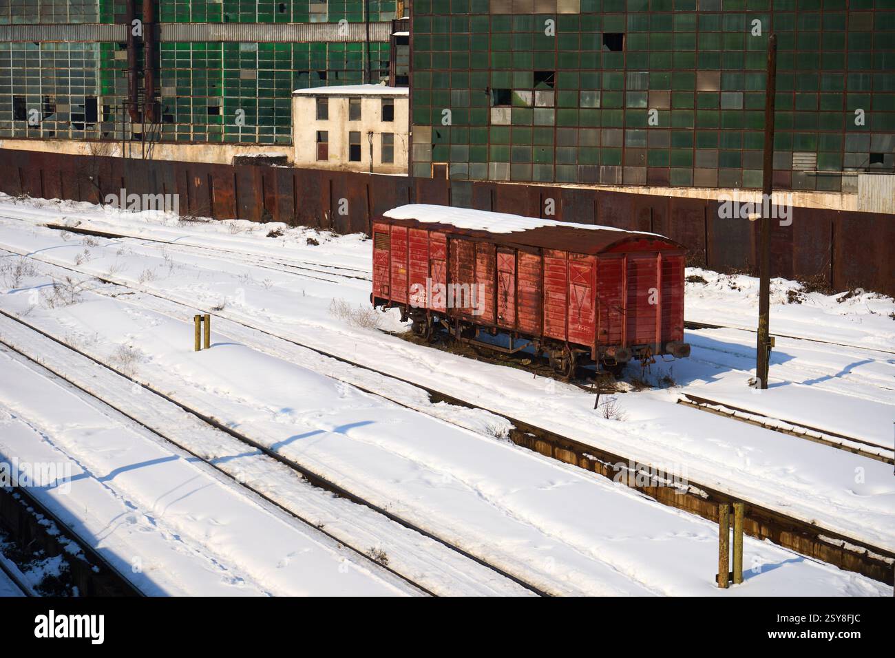 Bucharest, Romania. 20th Feb, 2025: Train carriage on the railway ...