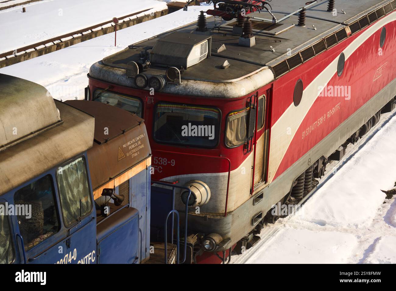 Bucharest, Romania. 20th Feb, 2025: Locomotives on the railway ...