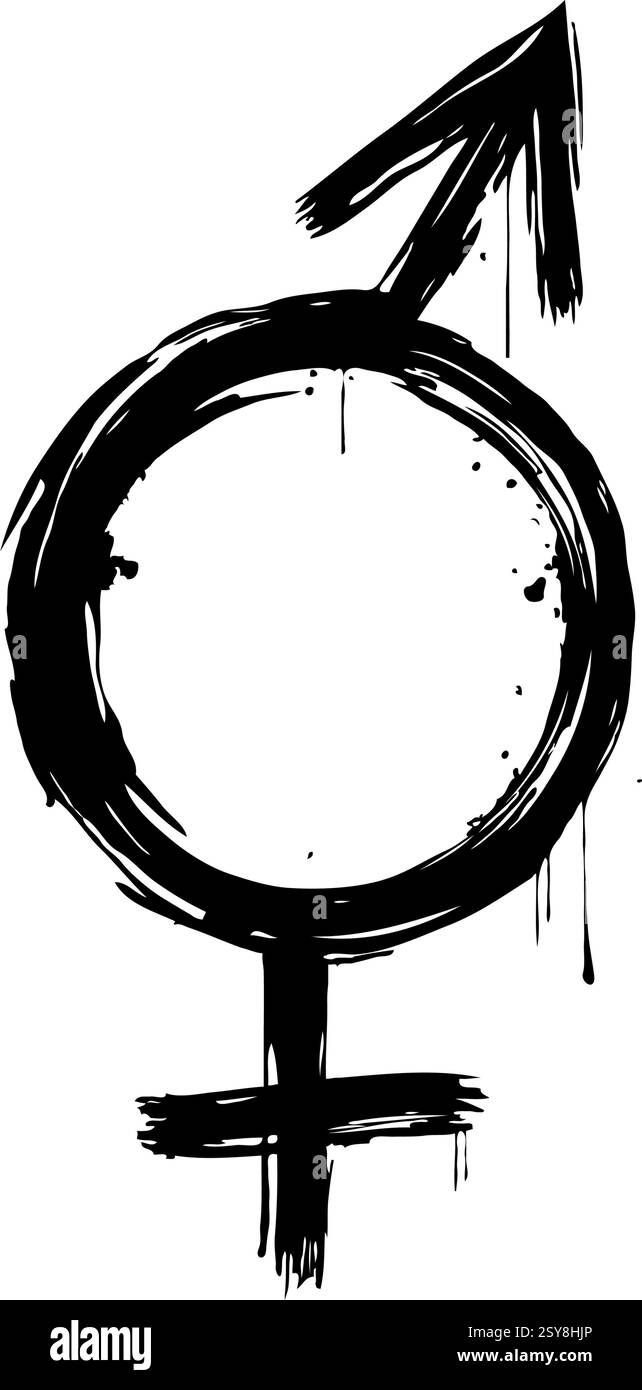 Gender symbols male and female in grunge style on white background ...