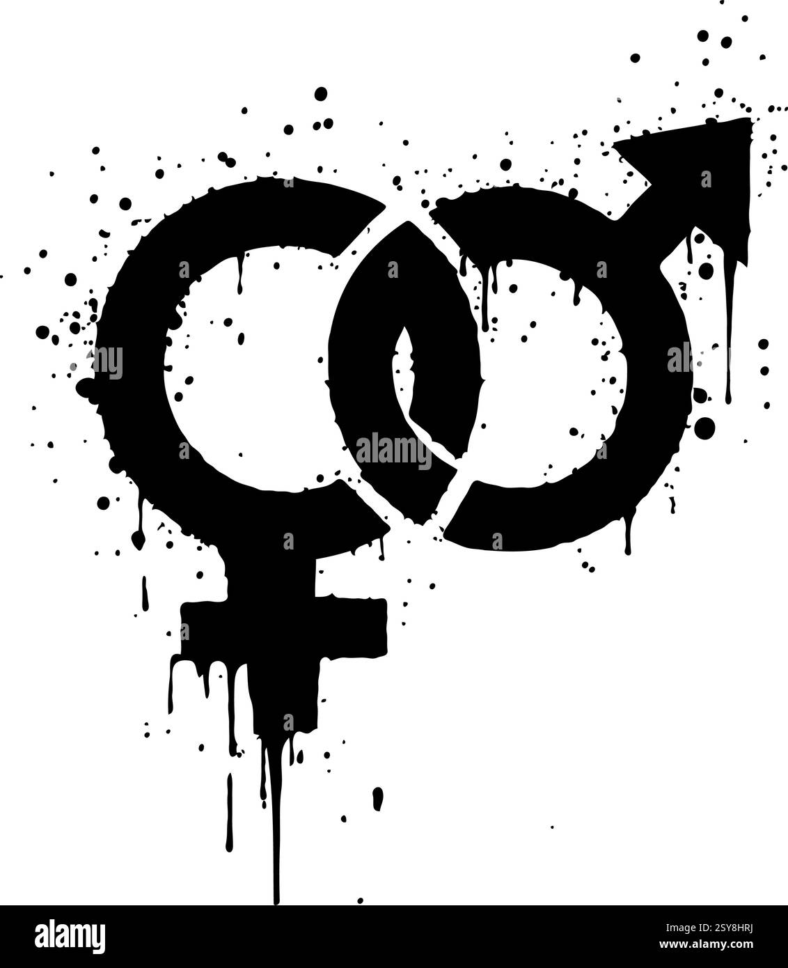 Gender symbols male and female in graffiti style on white background ...