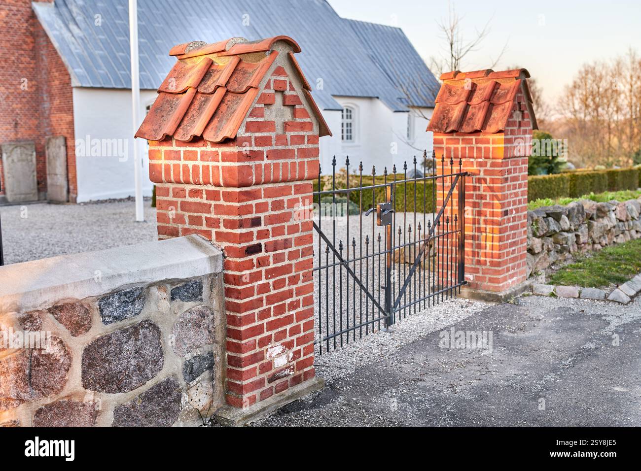 Gate, architecture and building of church in Denmark for religion ...