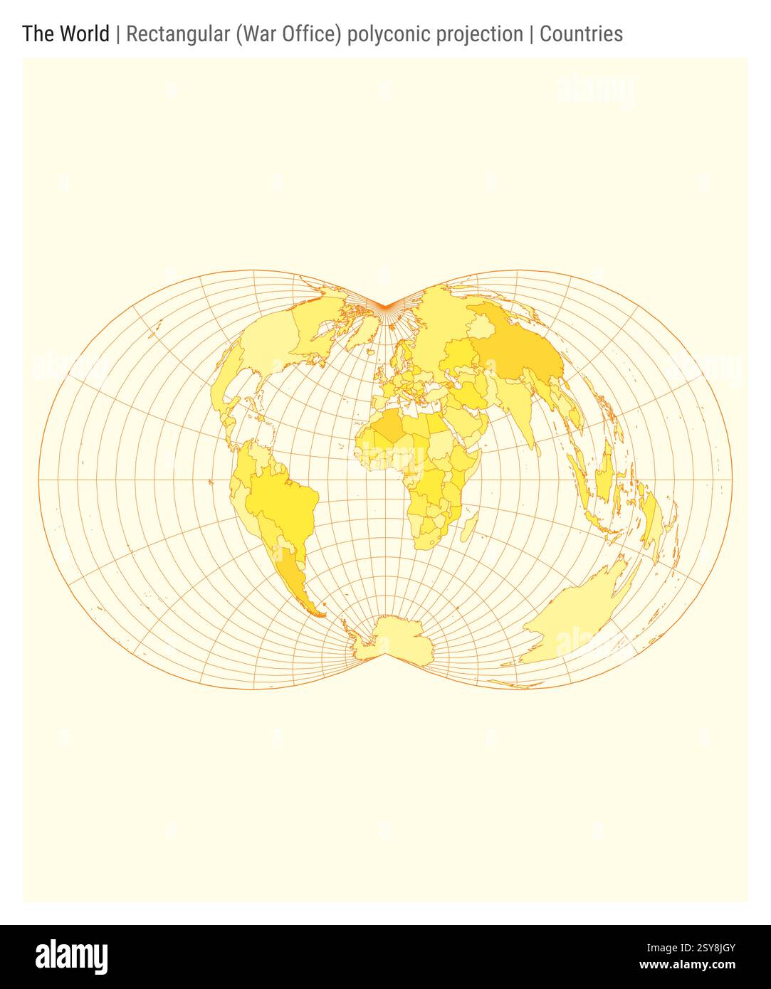 World Map. Rectangular (War Office) polyconic projection. Countries ...