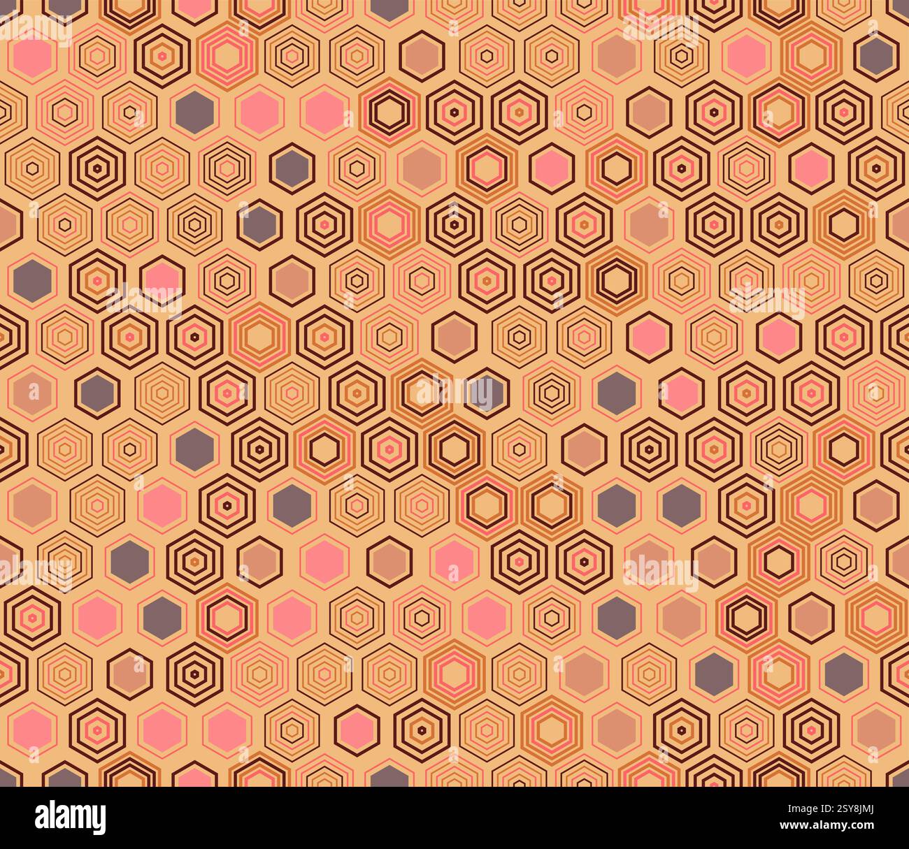 Abstract mosaic background. Geometric shapes of varied style and color. Hexagon cells. Tileable ...