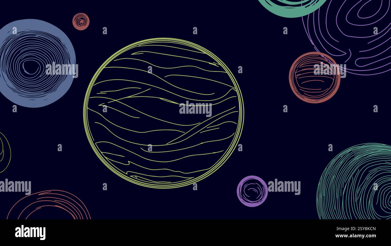 Abstract circles dark background. Different shapes colors patterns ...