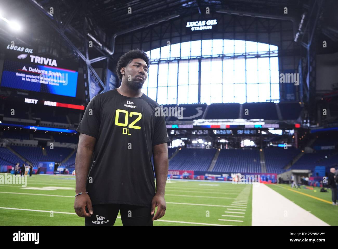 Toledo defensive lineman Darius Alexander waits to be measured at the ...