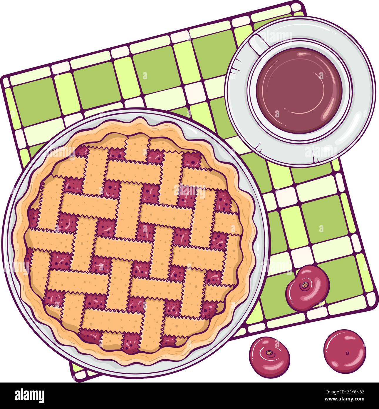 Still life cherry pie Stock Vector Images - Alamy