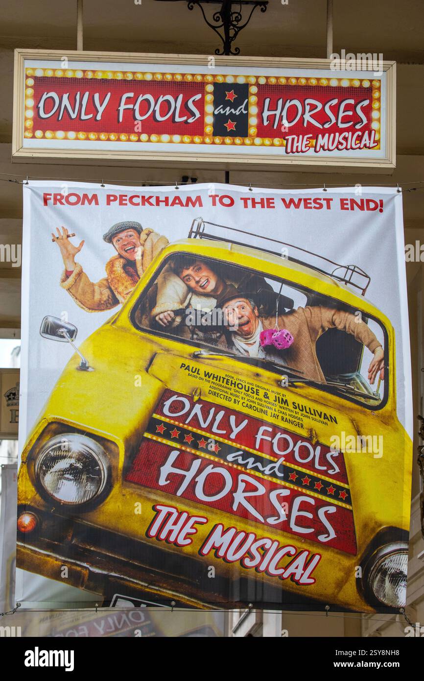 London, UK - March 23rd 2023: A banner promoting Only Fools and Horses ...