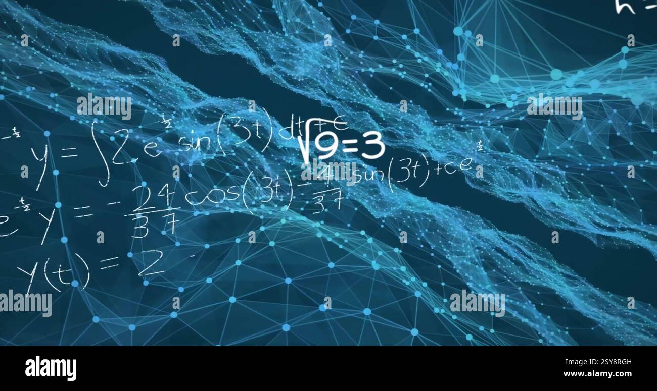 Image of mathematical equations and shapes on black background Stock ...