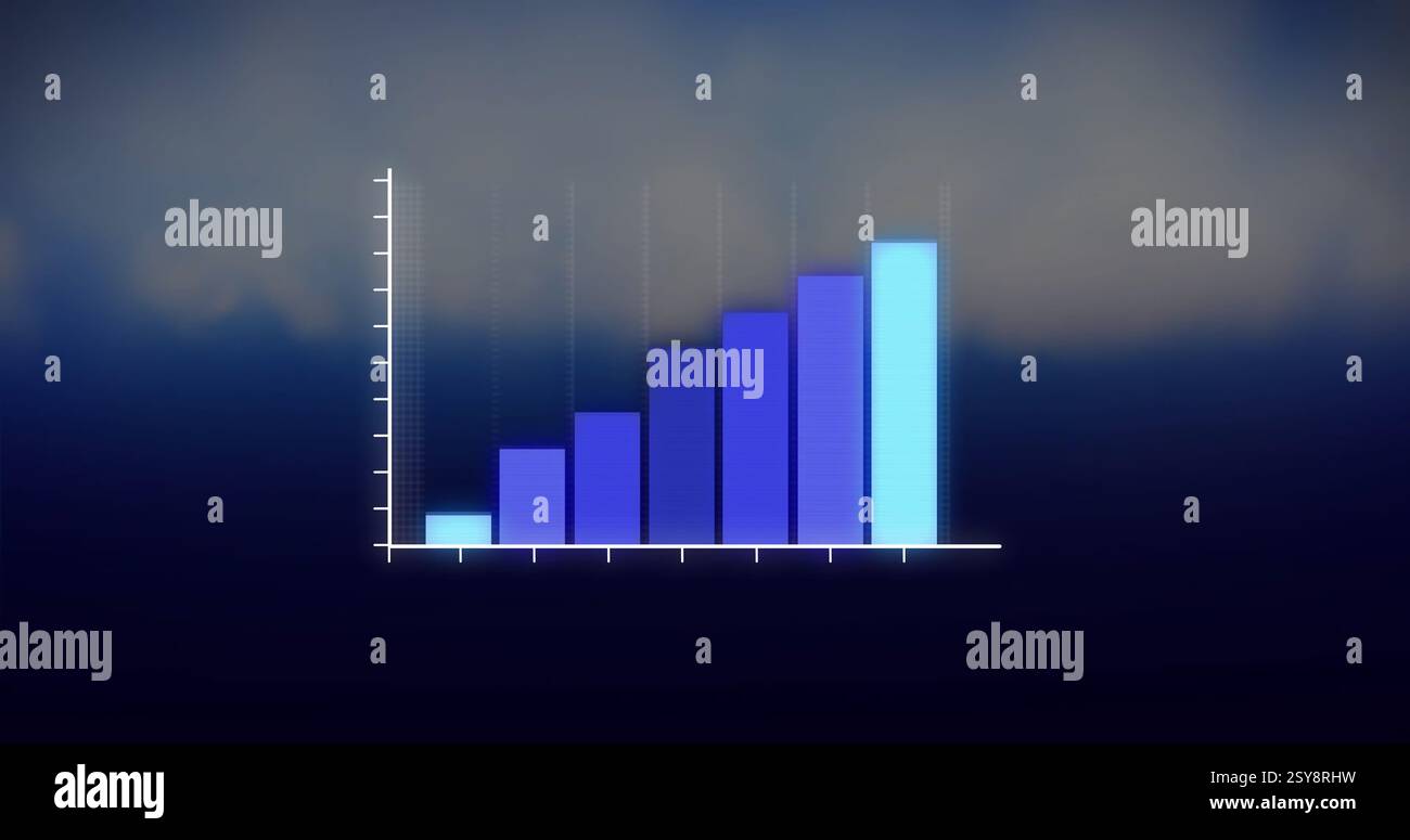 Bar chart image showing increasing data values over dark gradient ...