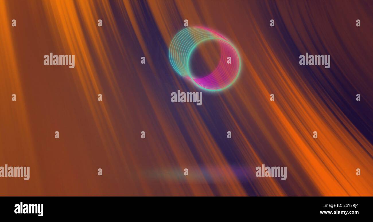 Image of circles and red shapes moving on black background Stock Photo ...