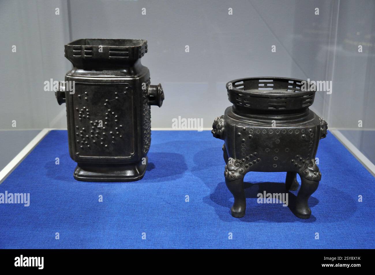 New York, USA. 27th Feb, 2025. L-R: Daoist ritual vessel and Daoist ...