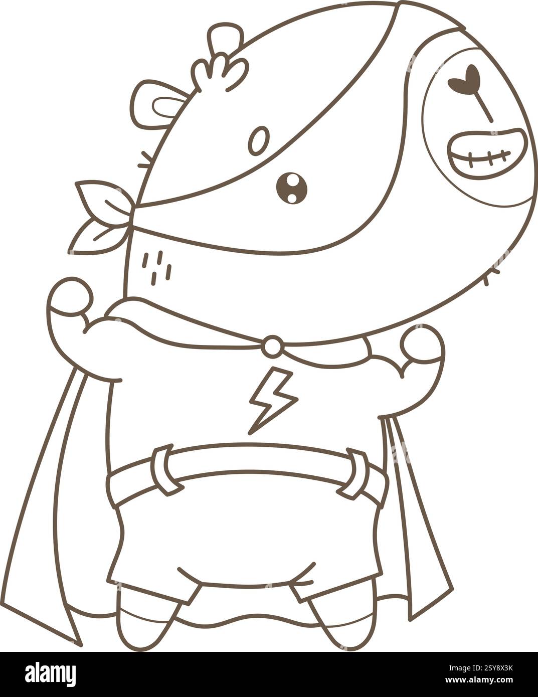 Outline Cute Capybara Superhero. Funny cartoon kawaii character animal ...