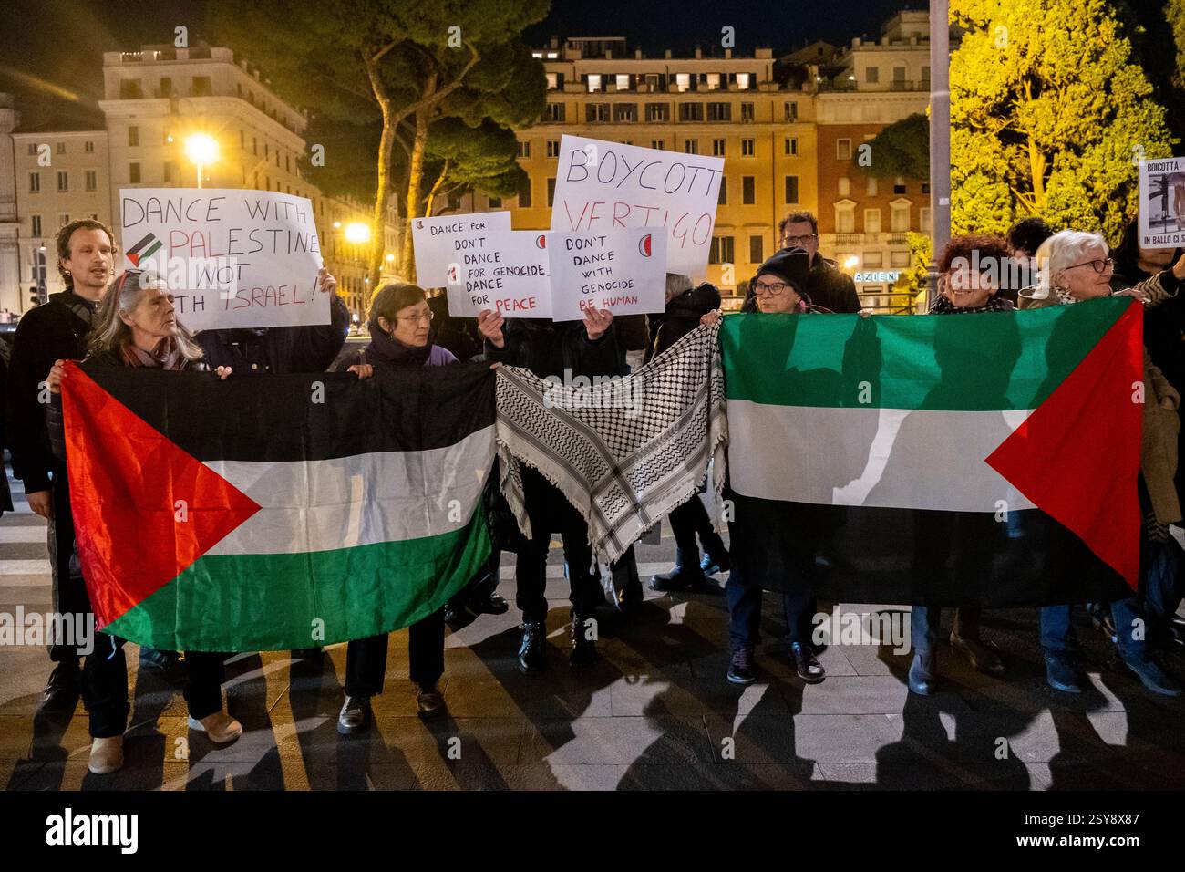 February 27, 2025, Rome, Rm, Italy: A group of pro-Palestine activists ...