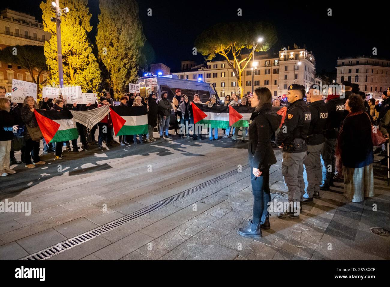 Rome, Rm, Italy. 27th Feb, 2025. A group of pro-Palestine activists ...