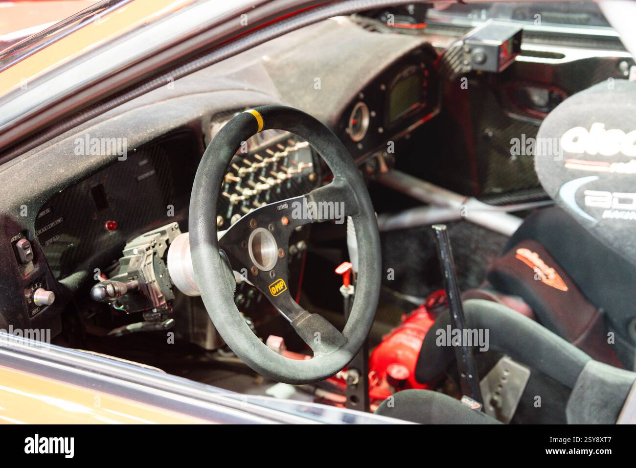 Racing cockpit showcasing high-performance design with intricate ...