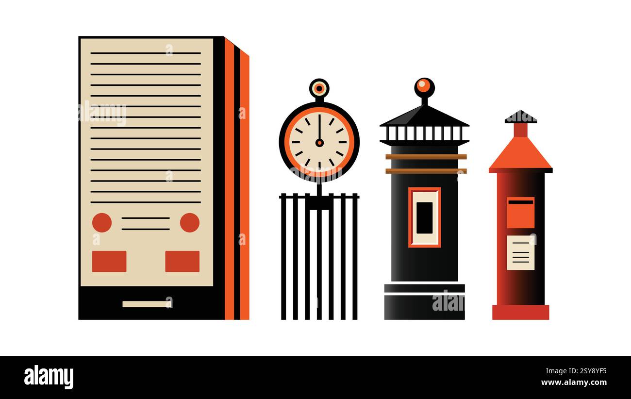 Post Office Concept - Envelope with arrival time showing along post ...