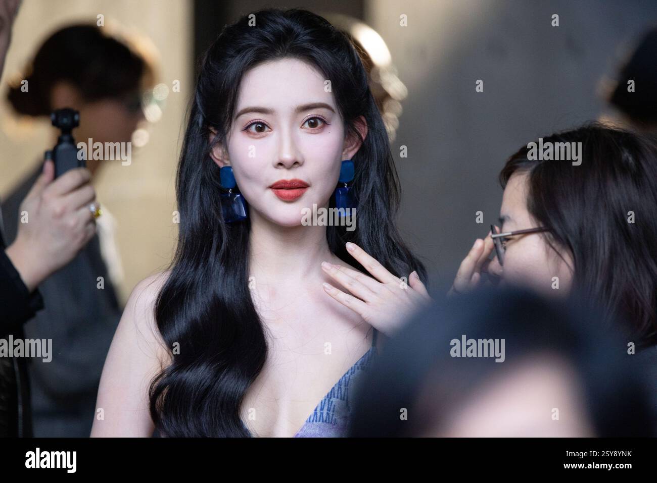 Meng Zi Yi is seen arriving at the Emporio Armani fashion show during ...