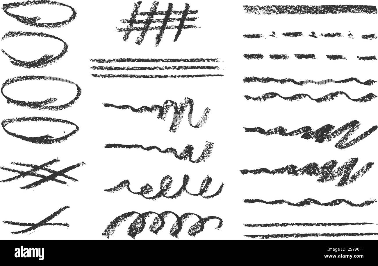 Charcoal pencil hand drawing curly lines, splash, squiggles and shapes ...