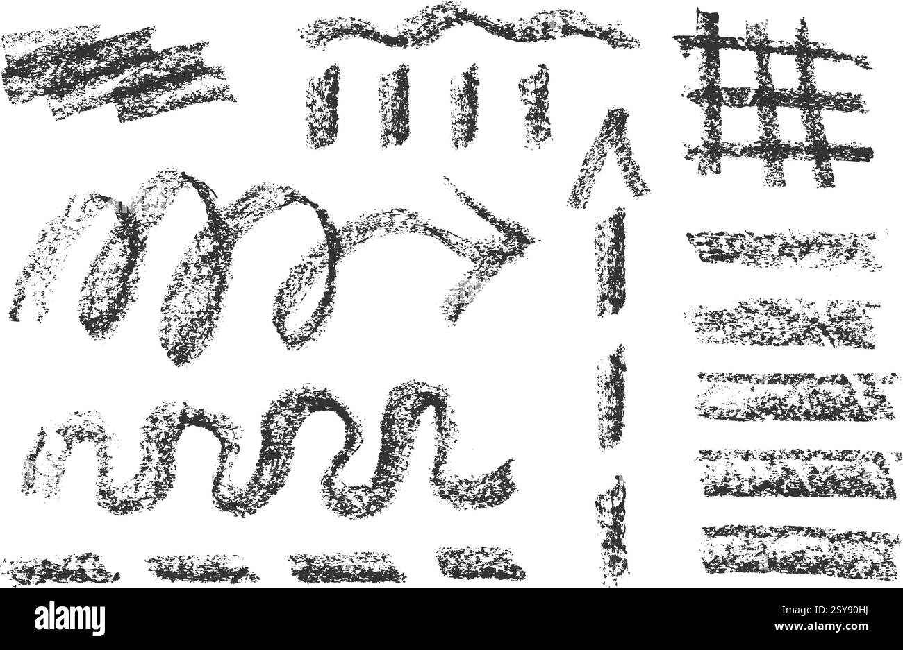 Set of crayon hand drawn arrows in different directions. Chalk, brush ...