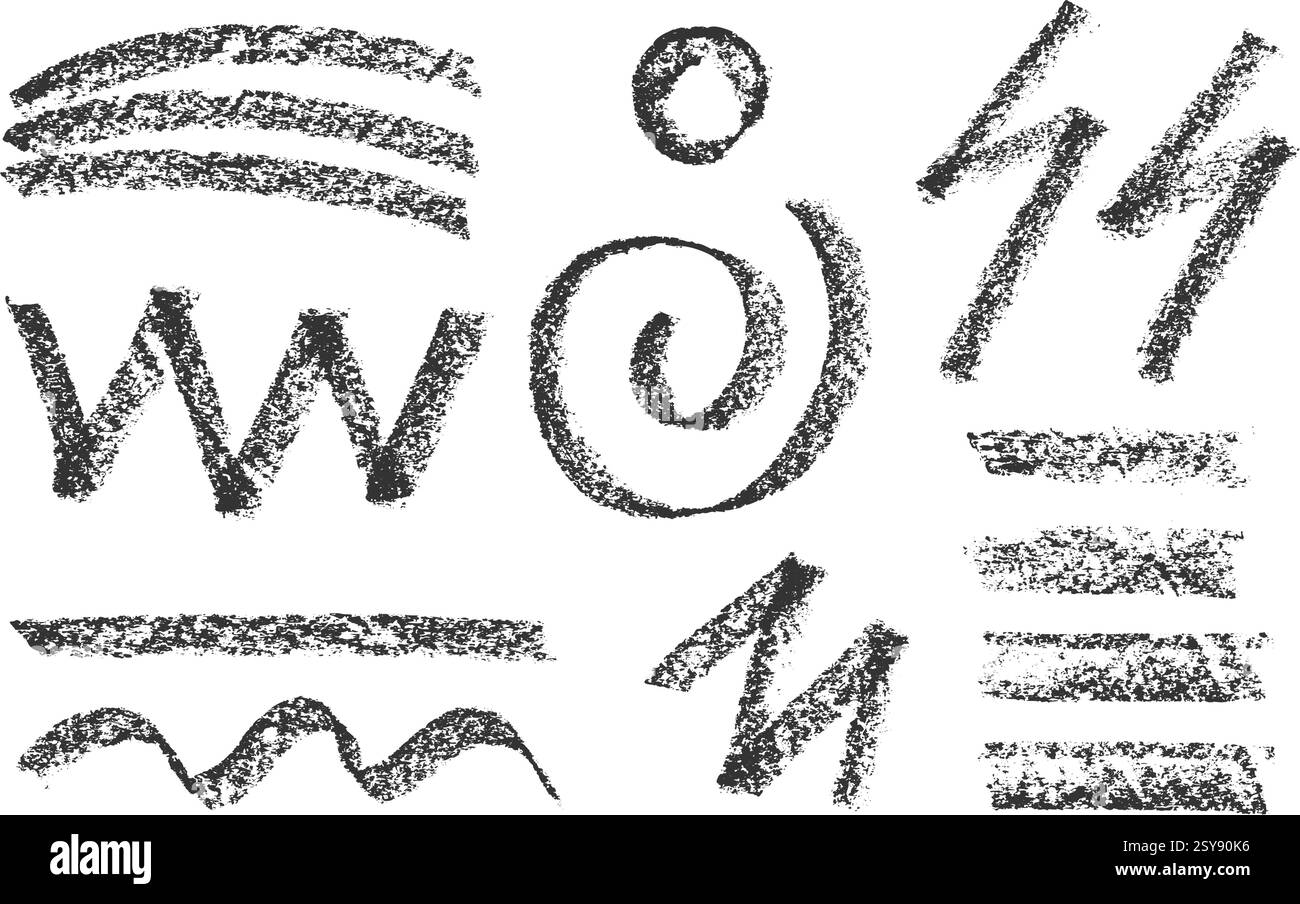 Charcoal bold strokes collection. Rough pencil scribbles lines Hand ...
