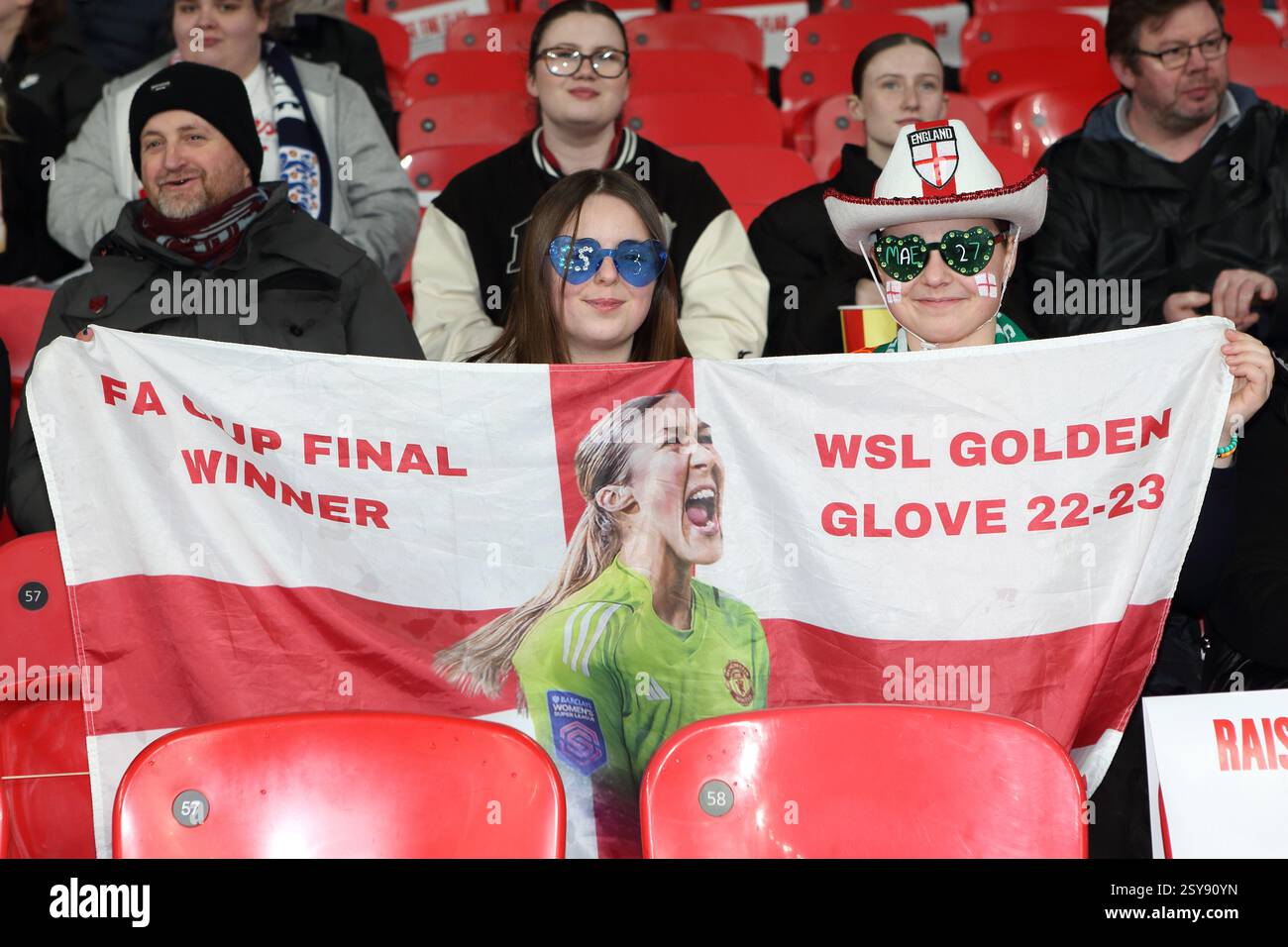 Women's football fans with flag of St George England Lionesses v Spain ...
