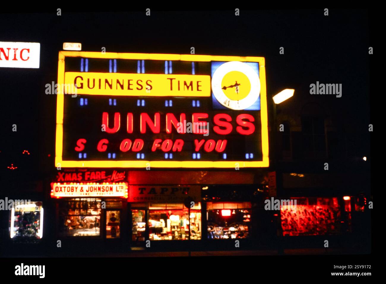 Guinness clock at Paragon Square Hull circa 1960 - 1970 Stock Photo - Alamy