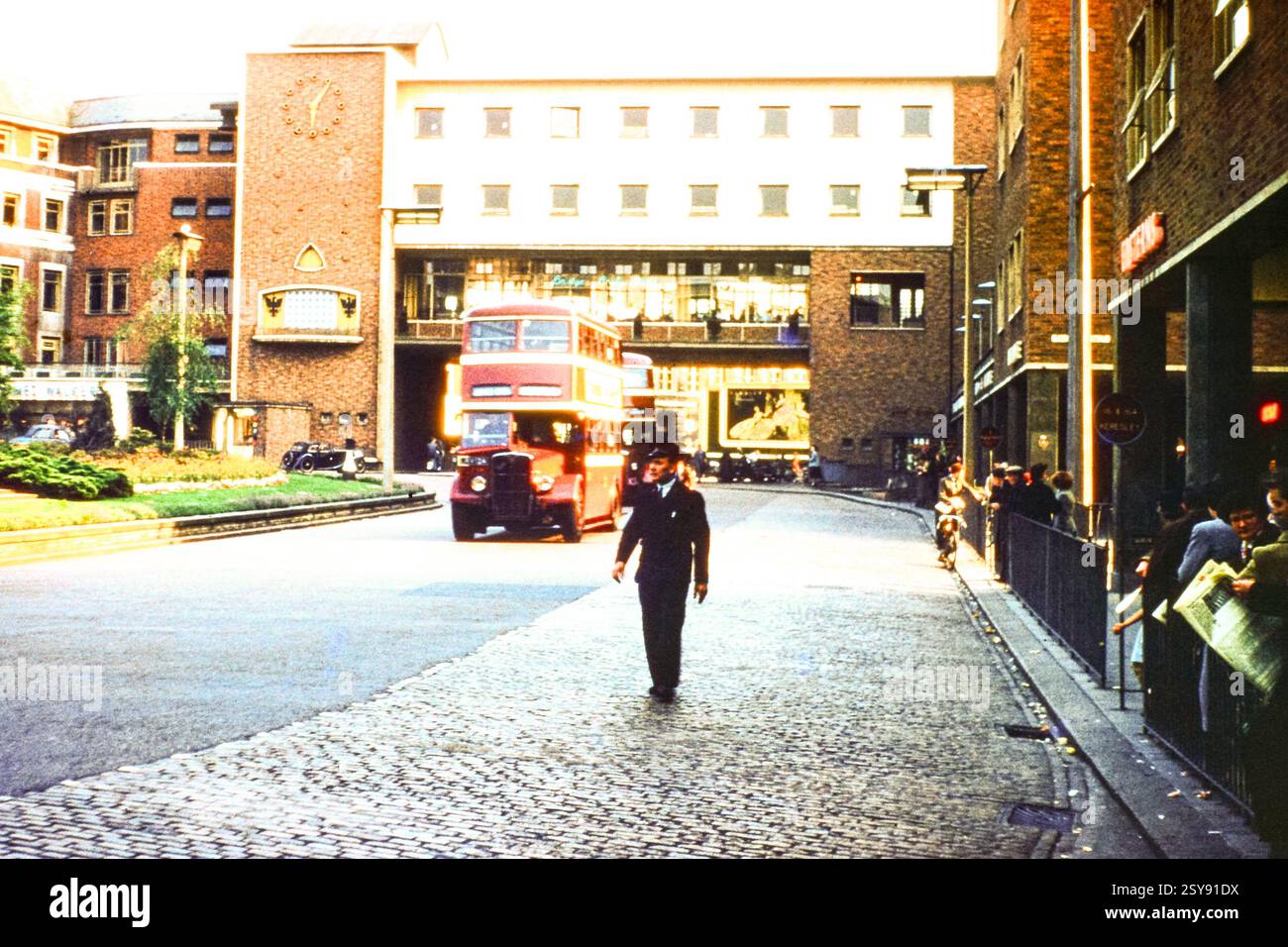 Broadgate House Coventry with the Lady Godiva Clock and period half cab ...