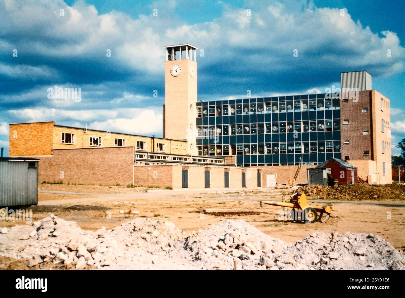 Churchill House and clock tower being built in the new town of Newton ...