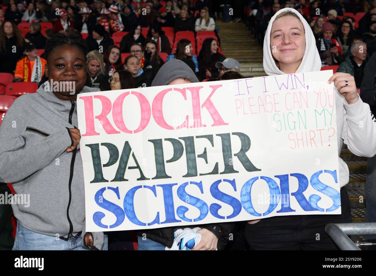 Women's football fans with Rock paper scissors England Lionesses v ...