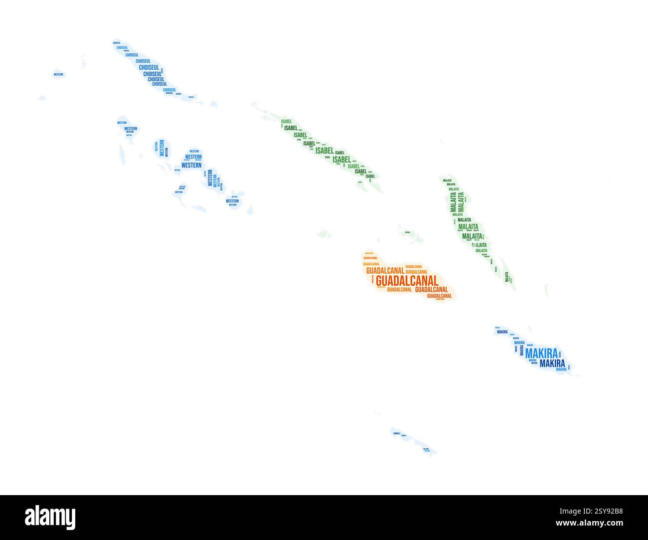 Solomon Islands region word cloud. Country shape design. Solomon ...
