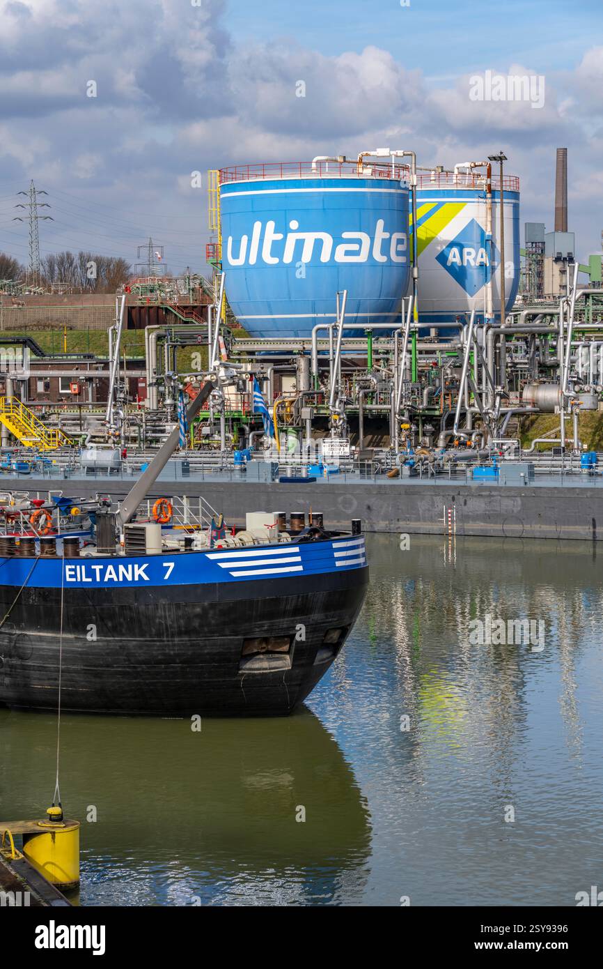 Canal harbour, loading facilities, tank farm for petroleum products of ...