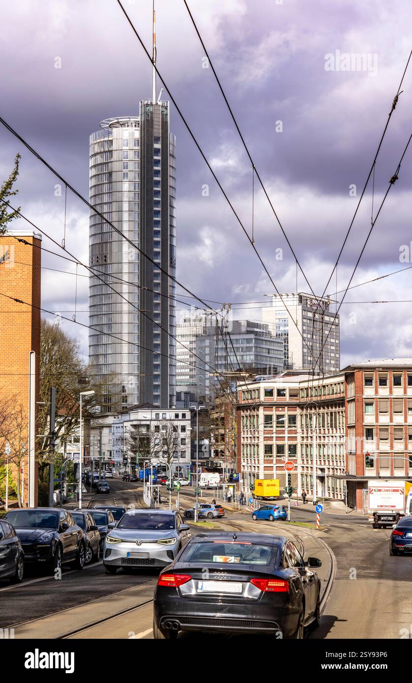 Essen city centre, RWE Tower, EVONIK building, Gutenbergstraße in the ...