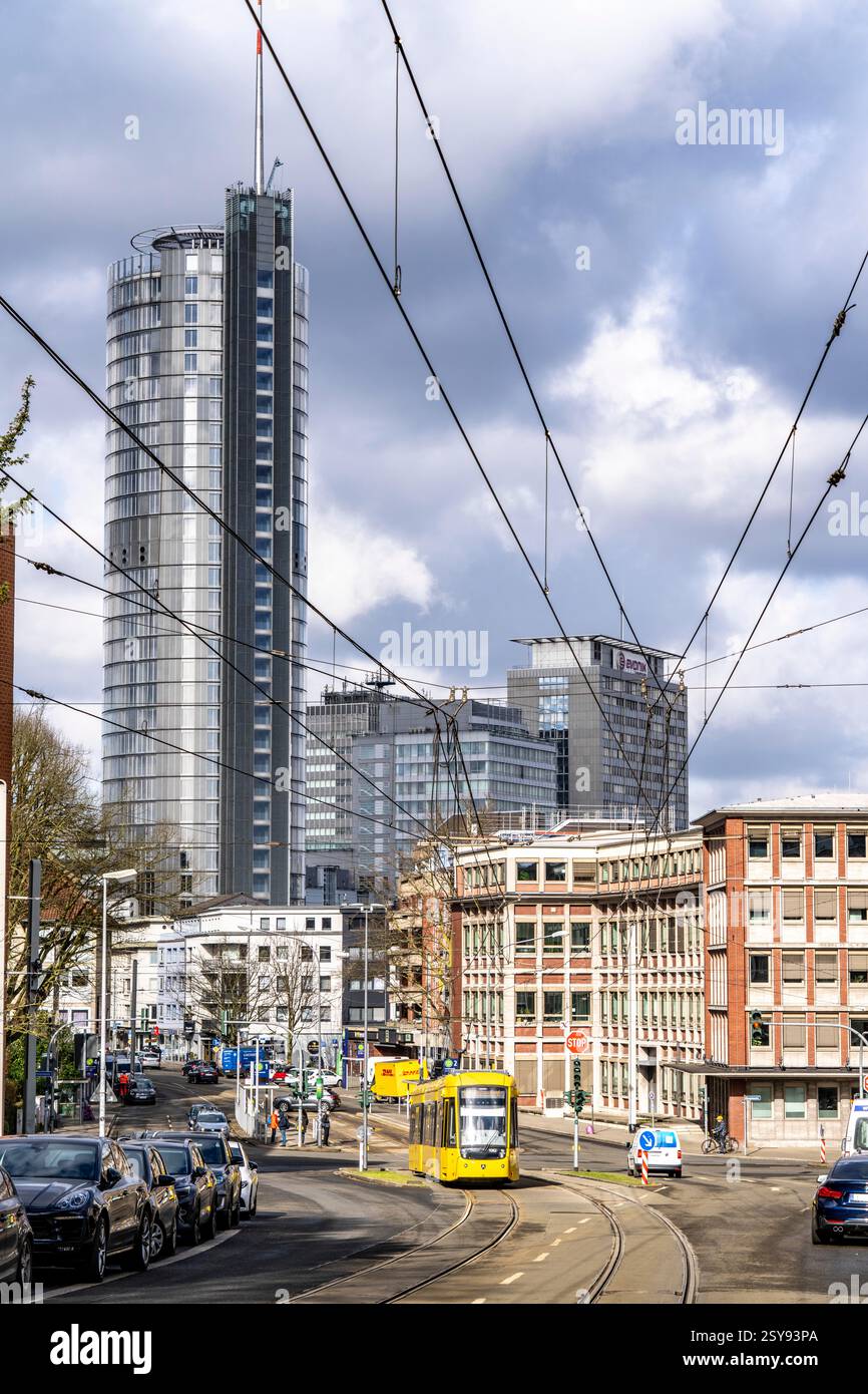 Essen city centre, RWE Tower, EVONIK building, Gutenbergstraße in the ...