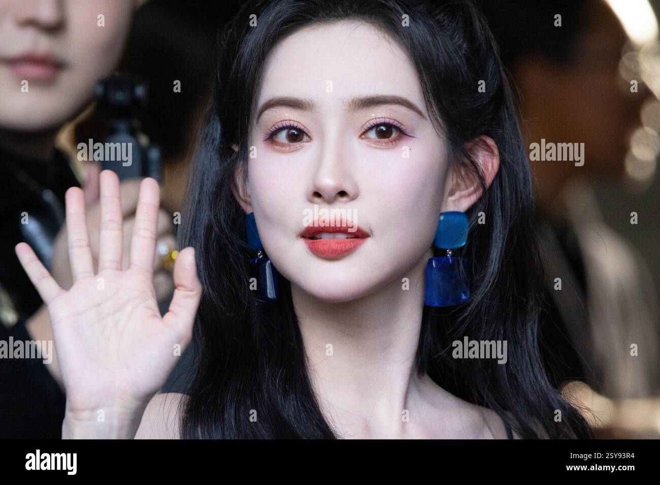 Meng Zi Yi is seen arriving at the Emporio Armani fashion show during ...